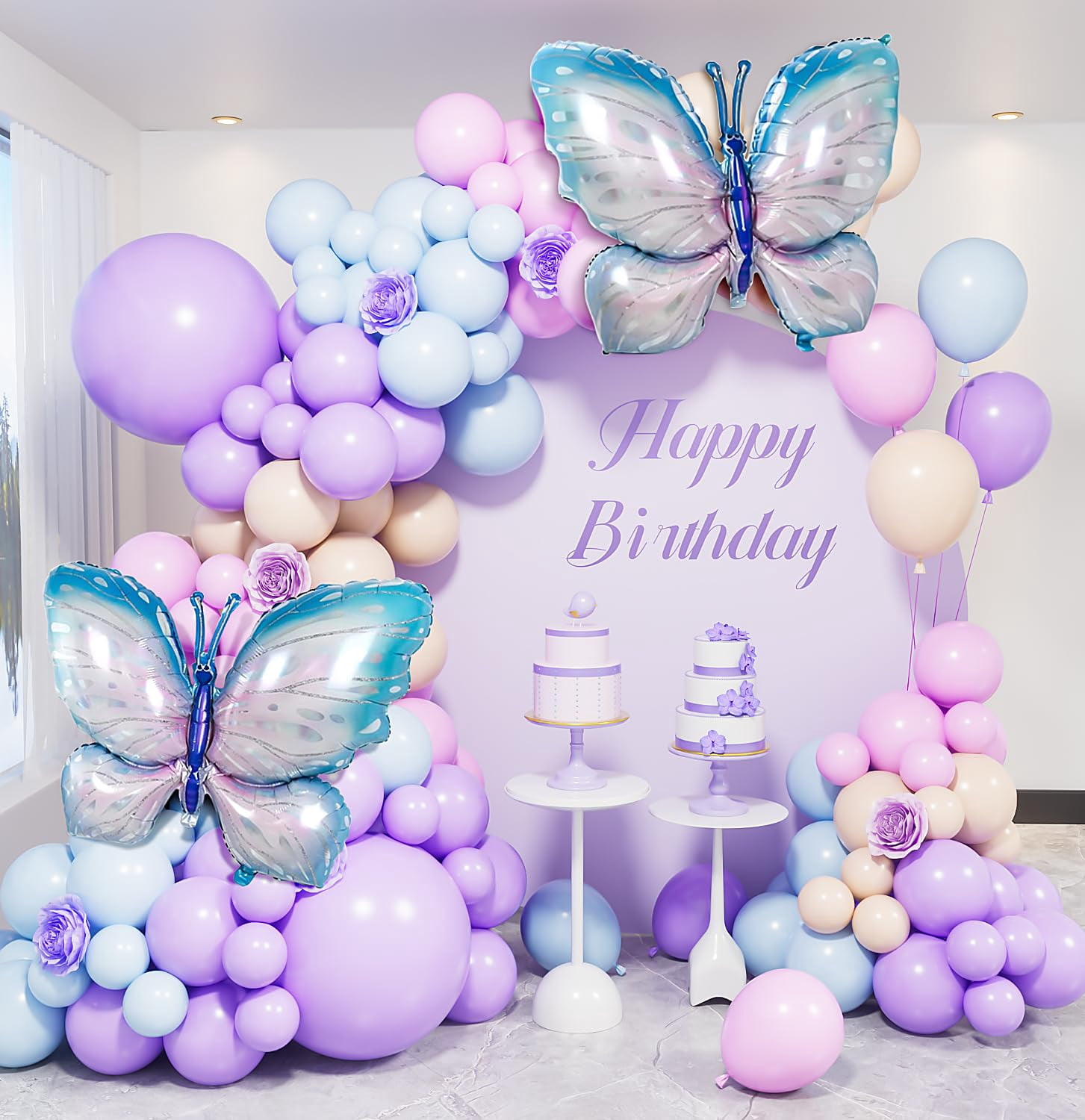 KINNO Butterfly Balloon Garland Arch Kit,139 Pcs Pastel Balloons ...