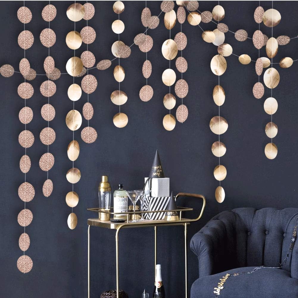 KINNO Champagne Gold Circle Dot Garland Gold Party Decorations Hanging ...