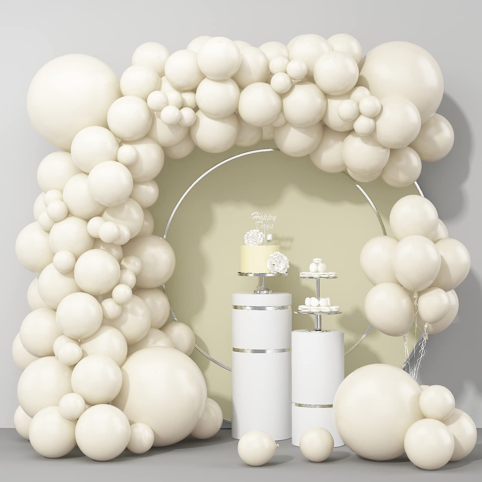 KINNO Ivory White Balloons 100Pcs, 18 12 10 5 Inch Ivory White Balloons ...