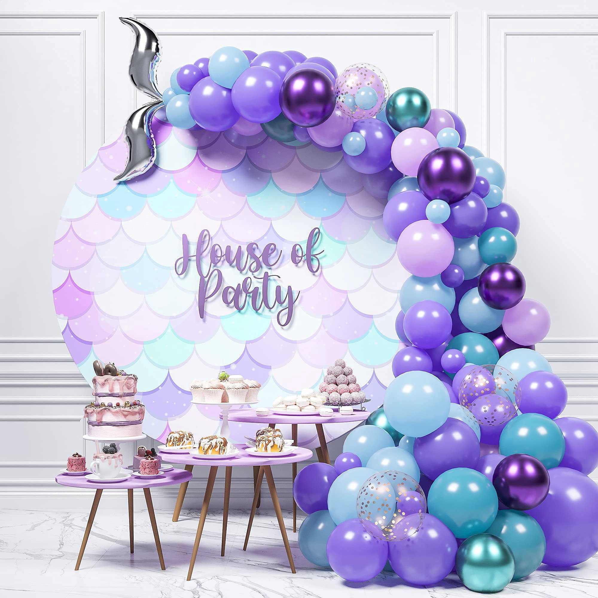 KINNO Mermaid Balloon Decorations - 165 Pcs | Ariel Party Supplies ...