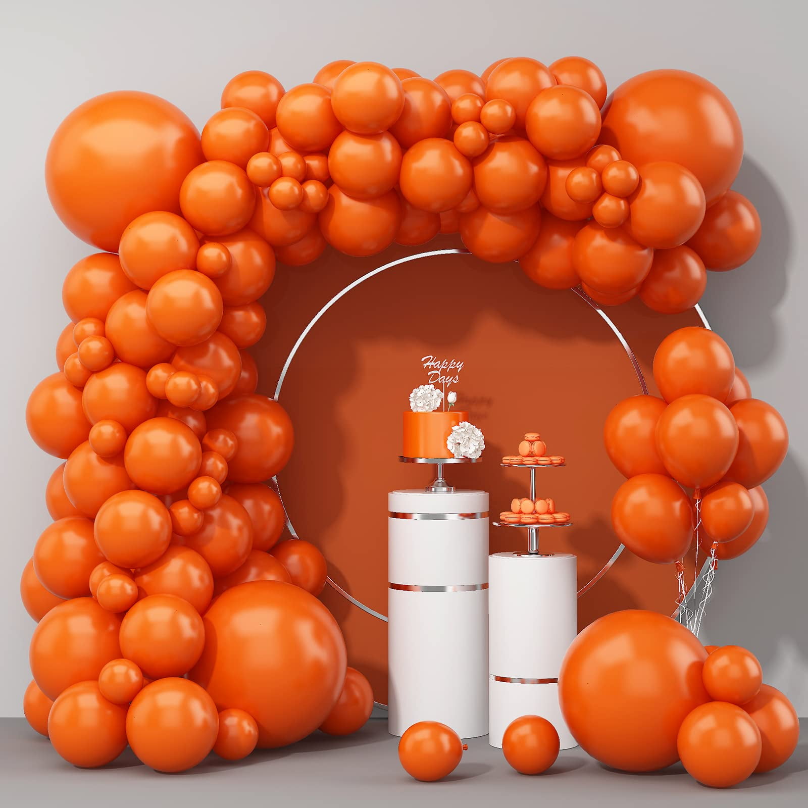 KINNO Orange Balloons 100Pcs, 18 12 10 5 Inch Pastel Orange Balloons ...