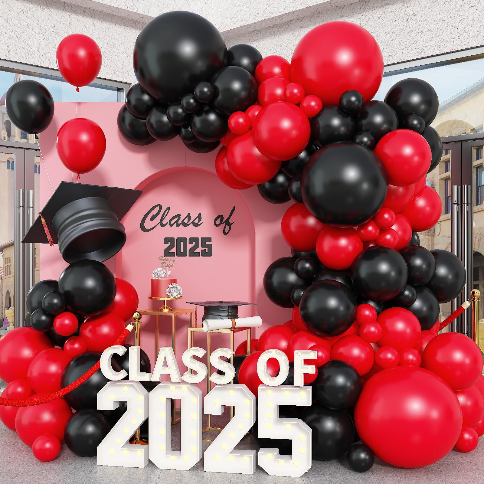 KINNO Red and Black Balloon Arch Kit, Black and Red Balloon Garland Kit ...