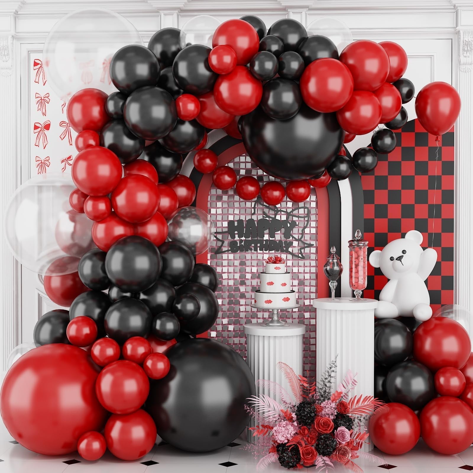 KINNO Red Black Balloons Garland Arch Kit,120Pcs Black and Red Party ...