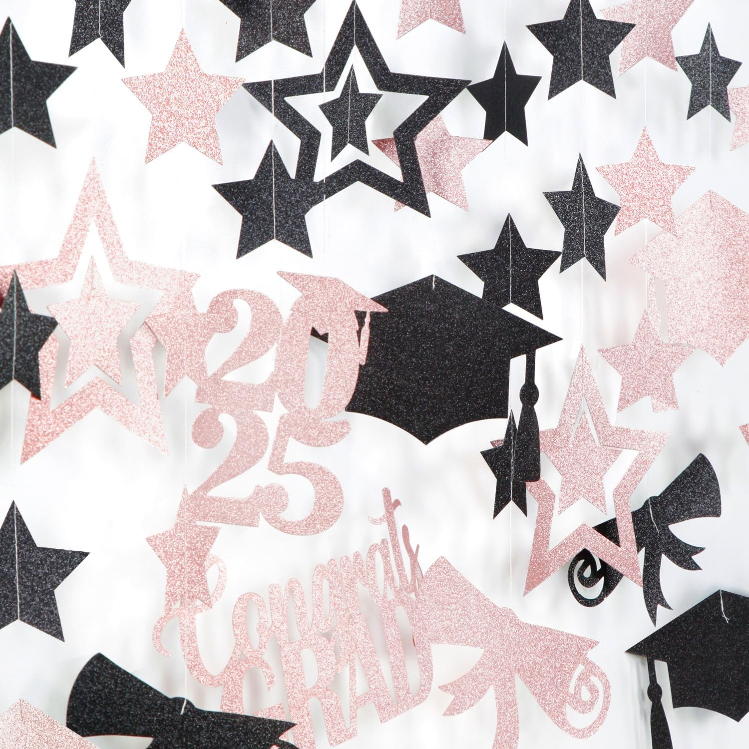 KINNO Rose-Gold Black Graduation Party-Decorations Garland - 8pcs ...