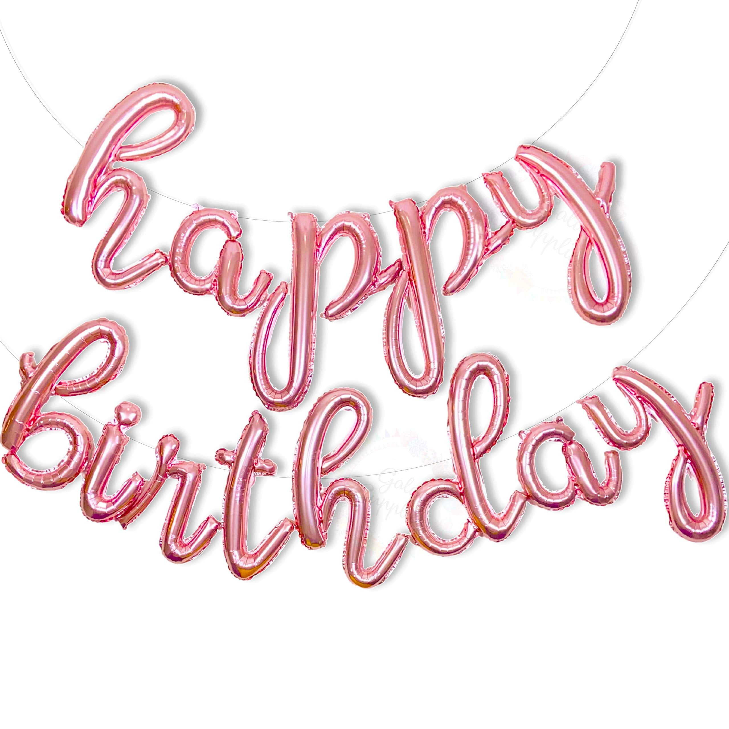 KINNO Rose Gold Happy Birthday Balloons Banner | Script/Cursive Rose ...