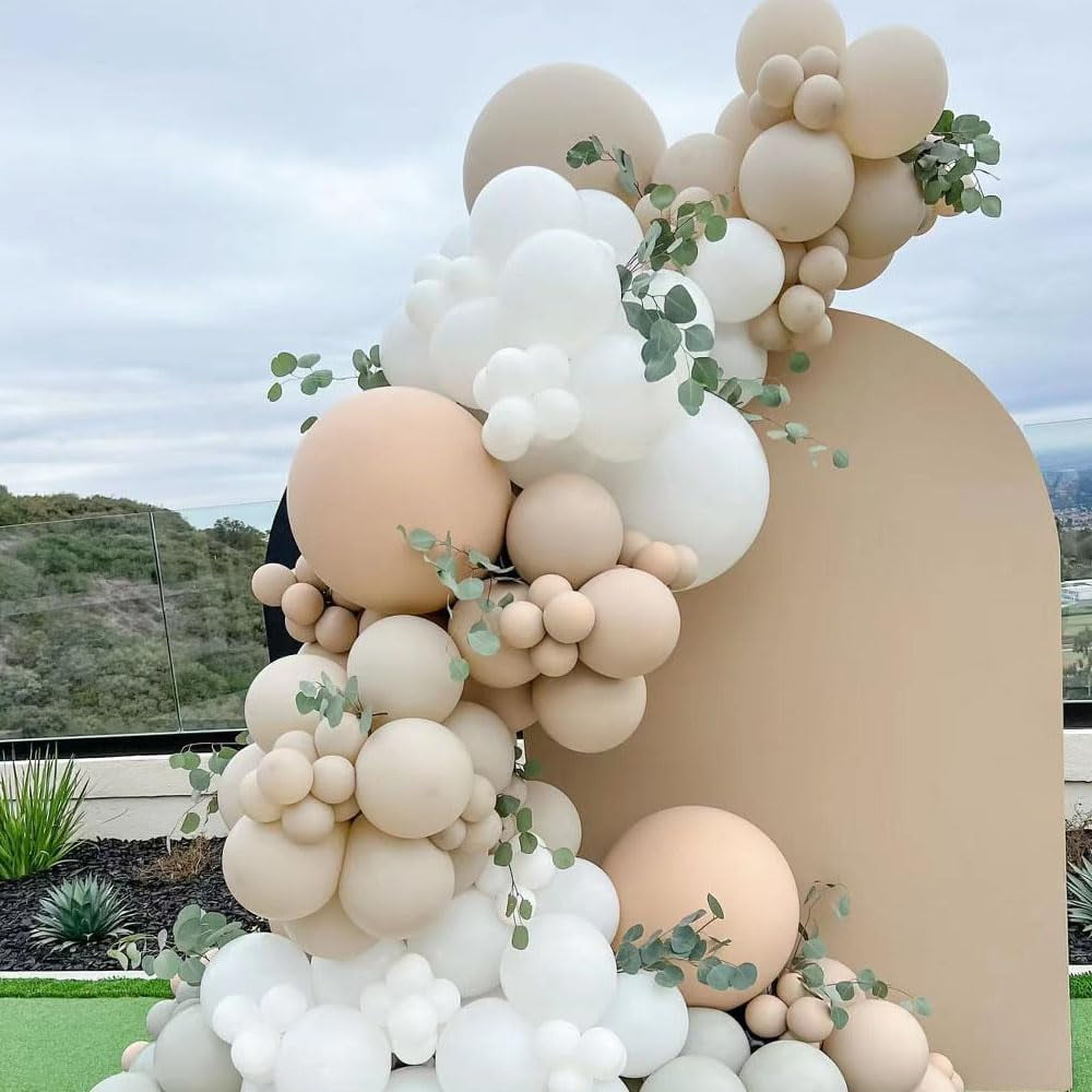 KINNO White Sand Balloon Arch Kit 150PCS Sand White Gray Latex Balloons ...