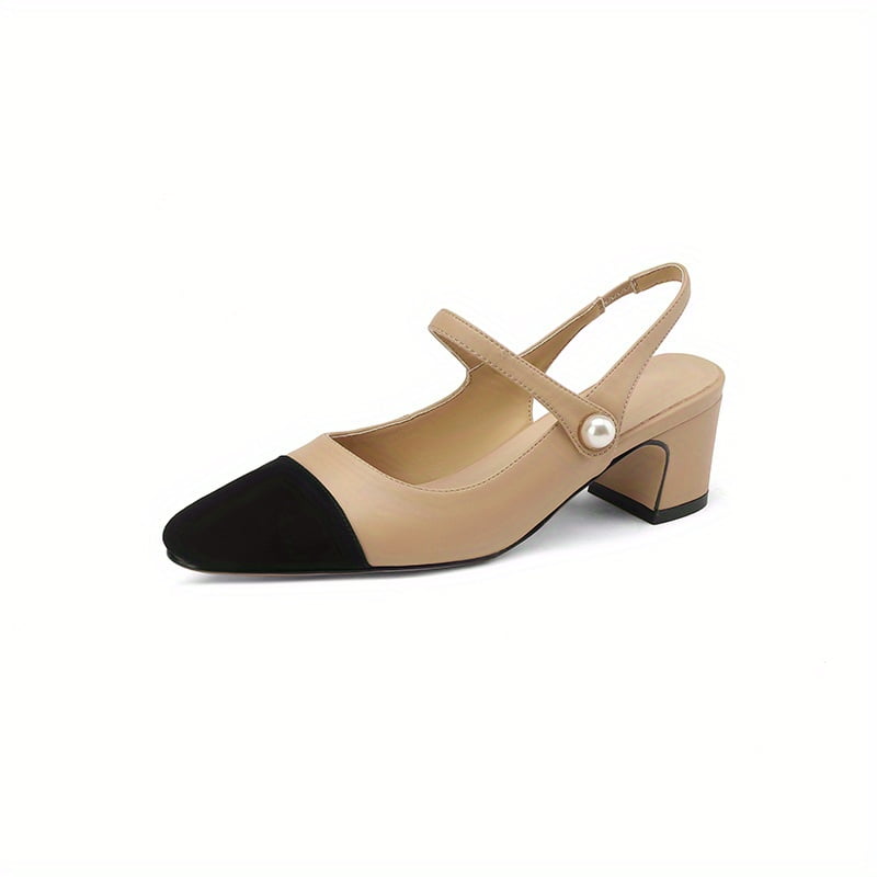 KINODAY Cap Toe High Heels Pointed Toe Elastic Strap Slip On Mary Jane ...