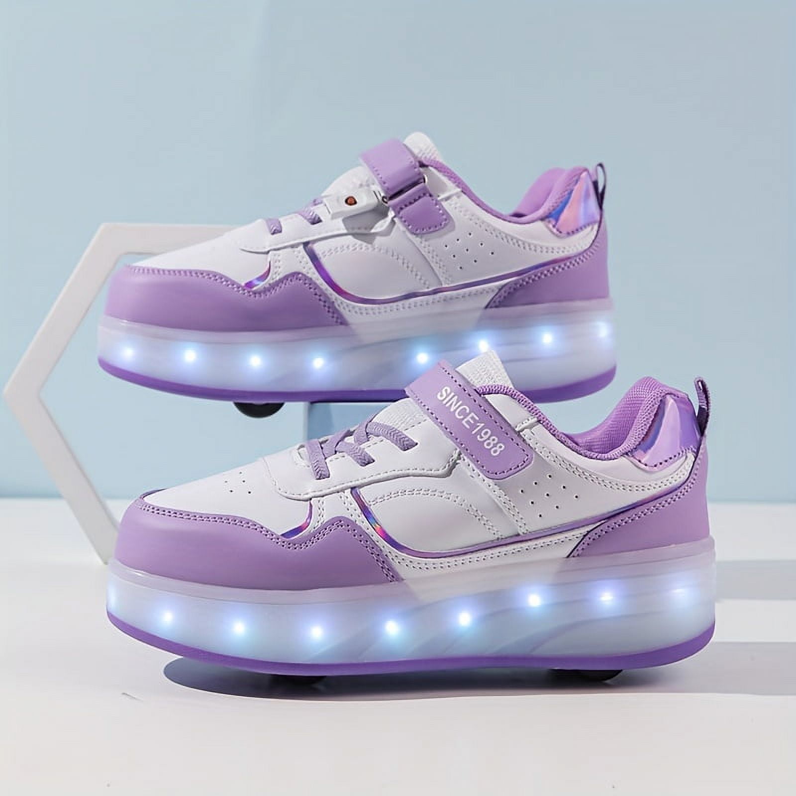 KINODAY Fashion LED Light Up Roller Shoes With Hook & Loop Fastener ...