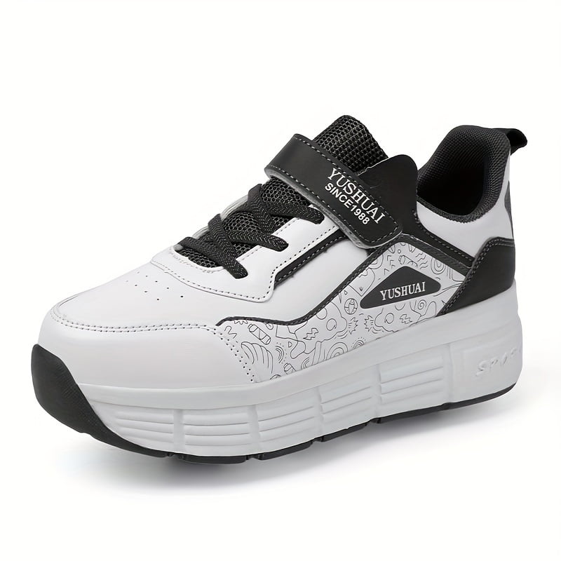 KINODAY Fashion Roller Shoes With Hook & Loop Fastener Comfy Detachable ...