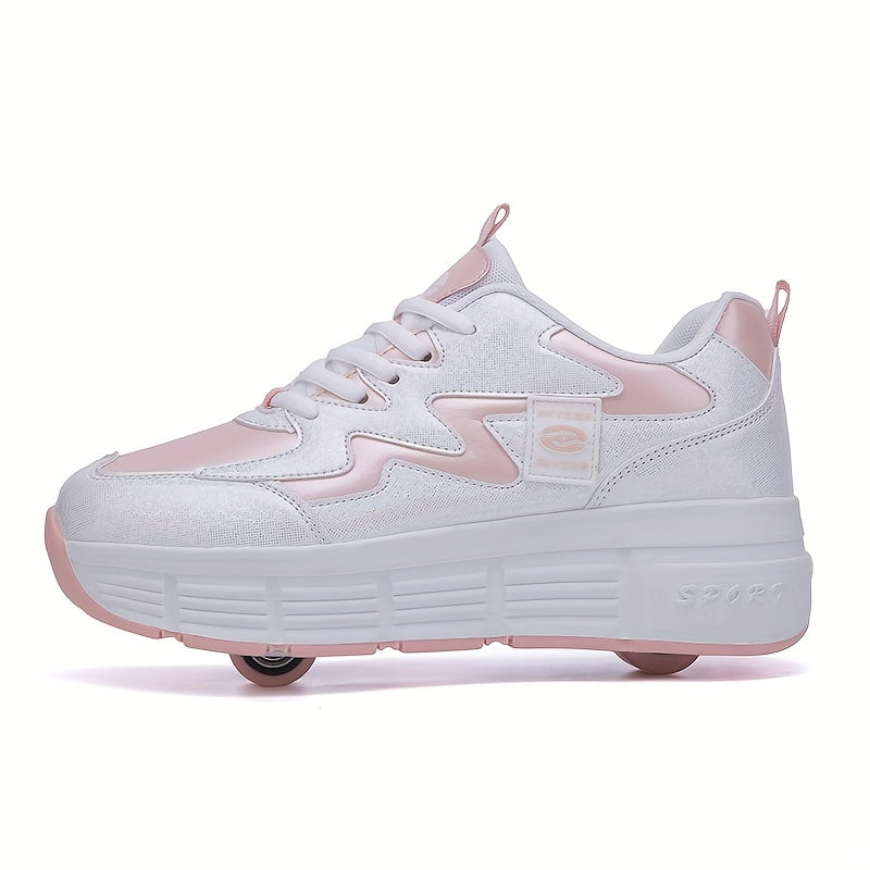 KINODAY Kid‘s Fashion Breathable Mesh Roller Shoes With Hook And Loop ...