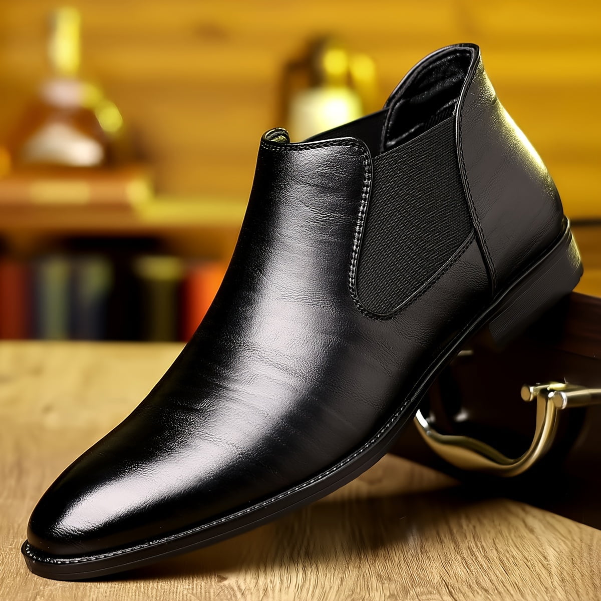 KINODAY SIZE Men‘s Solid Ankle Chelsea Boots With PU Leather Uppers ...