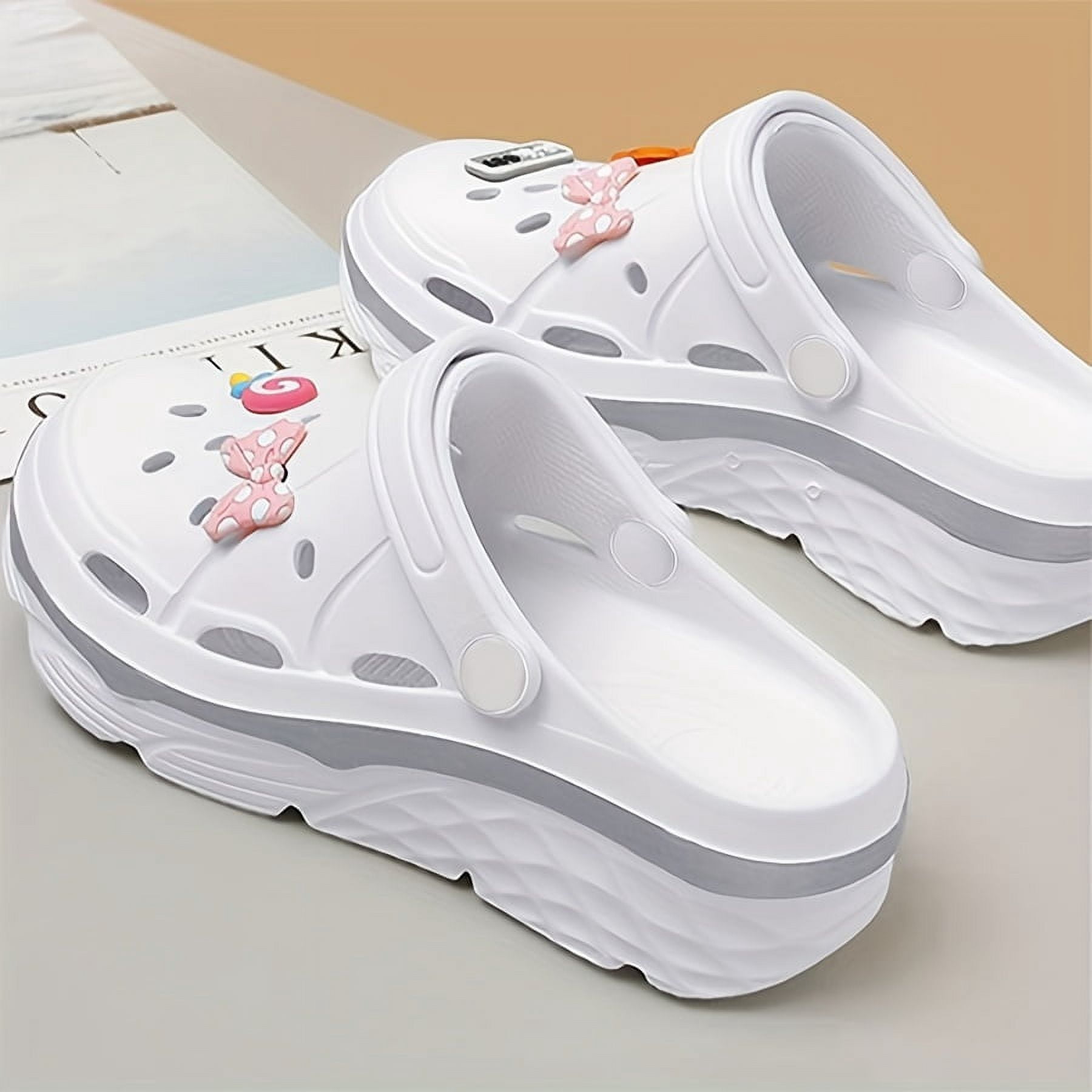 KINODAY Summer Clogs With DIY Charms Cute Breathable Beach Slide Shoes ...