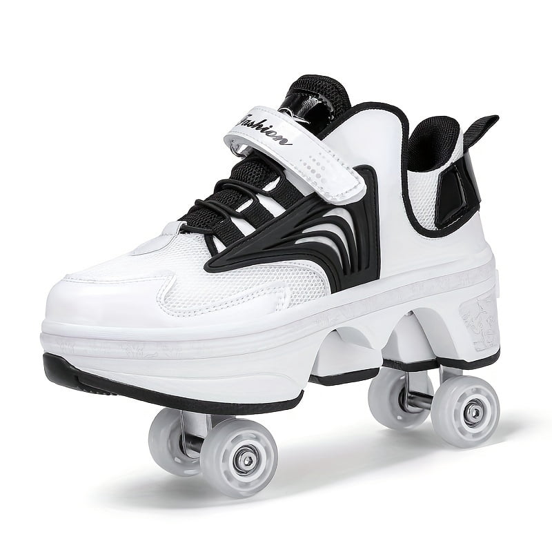 KINODAY Trendy 4 Detachable Wheels Double Row Skate Shoes Comfy Non ...
