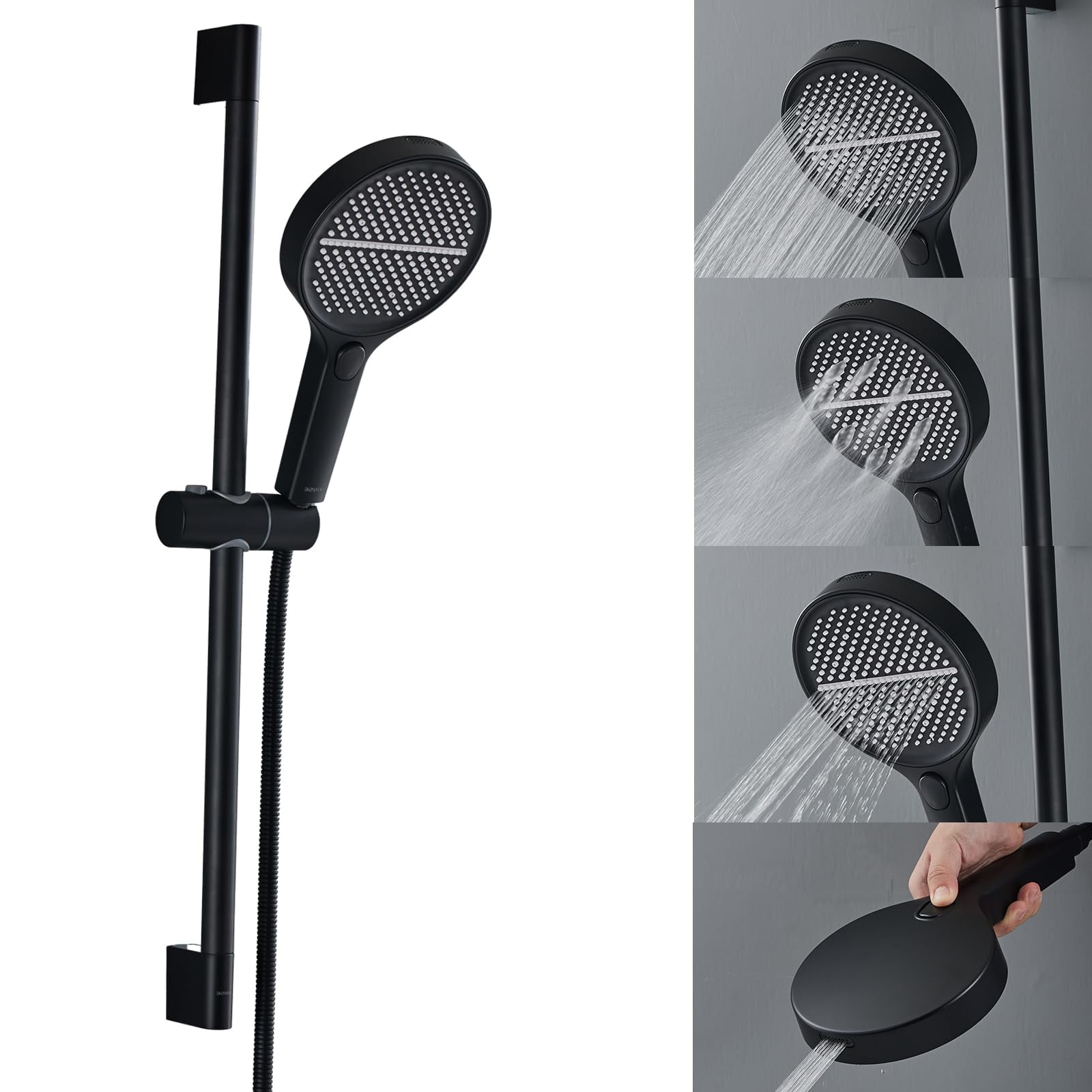 KINSE Shower Slide Bar Handheld Shower Head With Height Shower Head, 4 ...