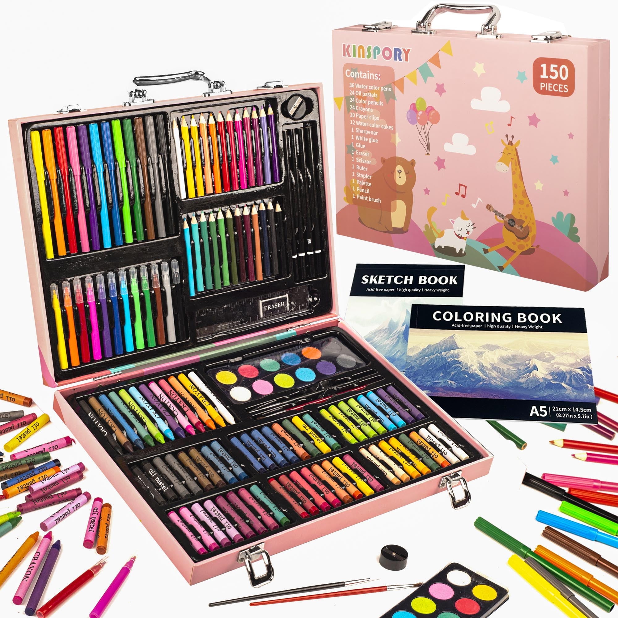 KINSPORY 150PC Coloring Art Set, Drawing Art Supplies Paper Case, Gift ...