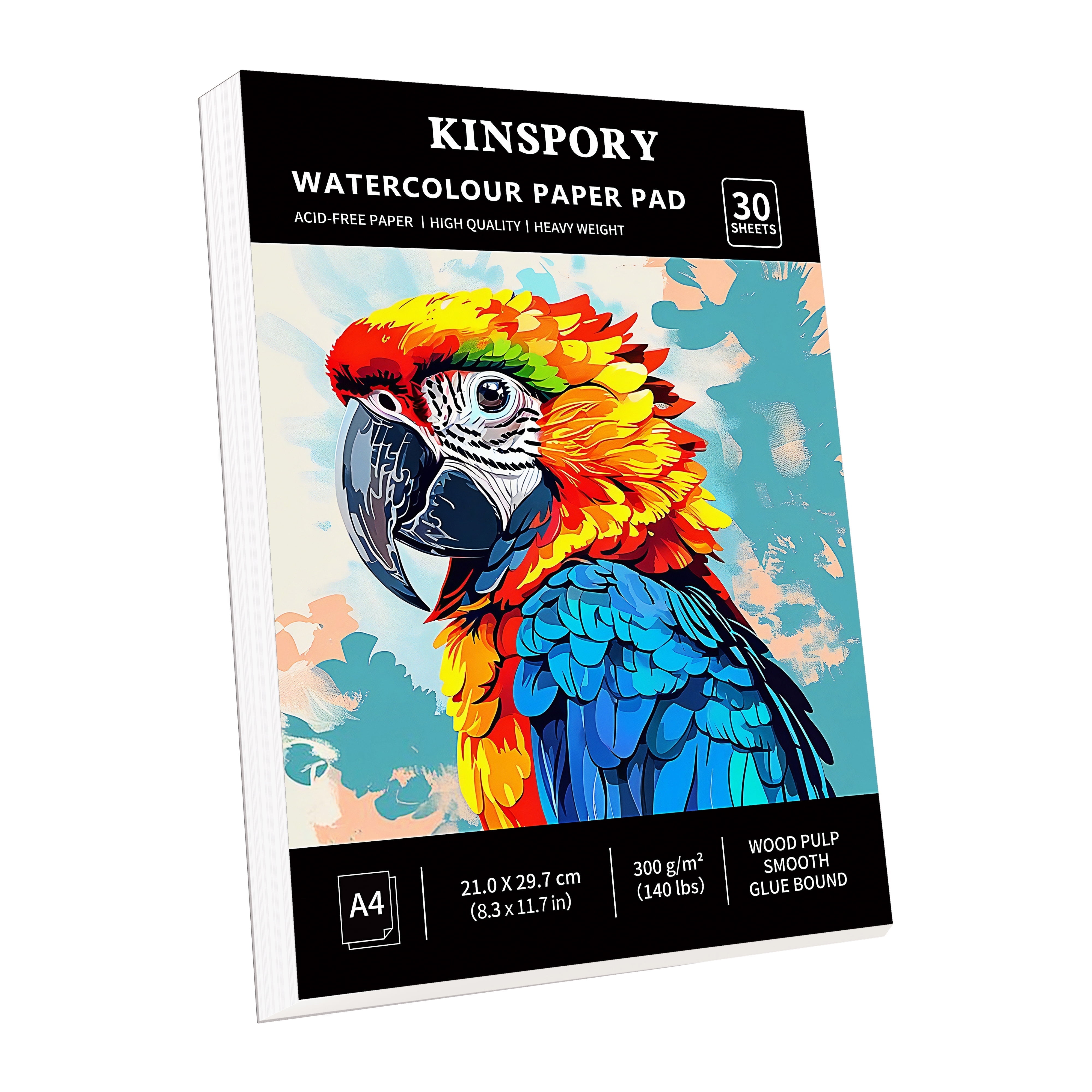 KINSPORY Watercolor Paper Pad, 1 pack, A4 30 Sheets, 8.5"x11.5", 140lb ...