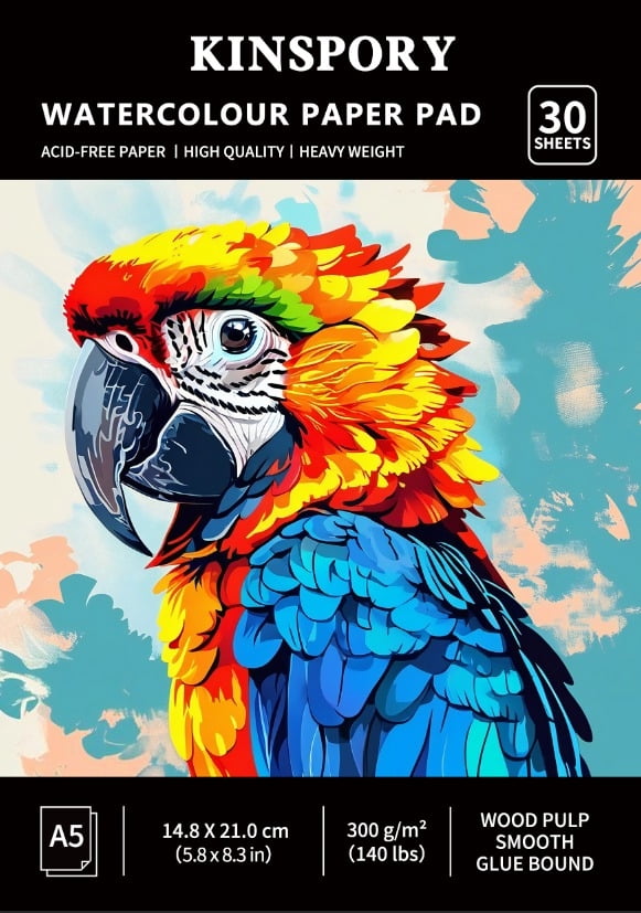 KINSPORY A5 30 Sheets Watercolor Paper Pad, 5.8"x 8.3" Water Color ...