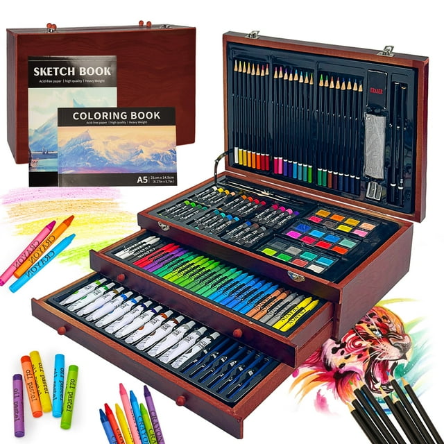 KINSPORY Deluxe Art Set for Kids, 175-Pack Artist Gift Box, Arts and ...