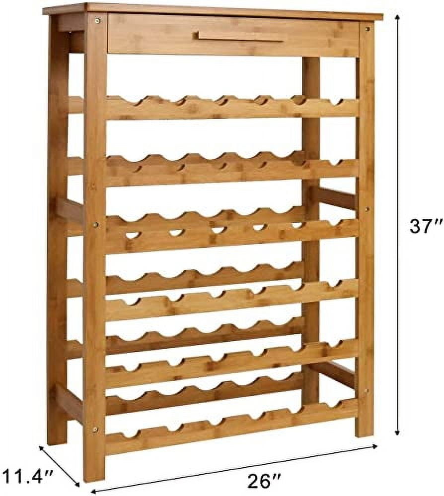 KINTNESS 36 Bottle Bamboo Wine Rack, Display Storage Rack Free Standing ...