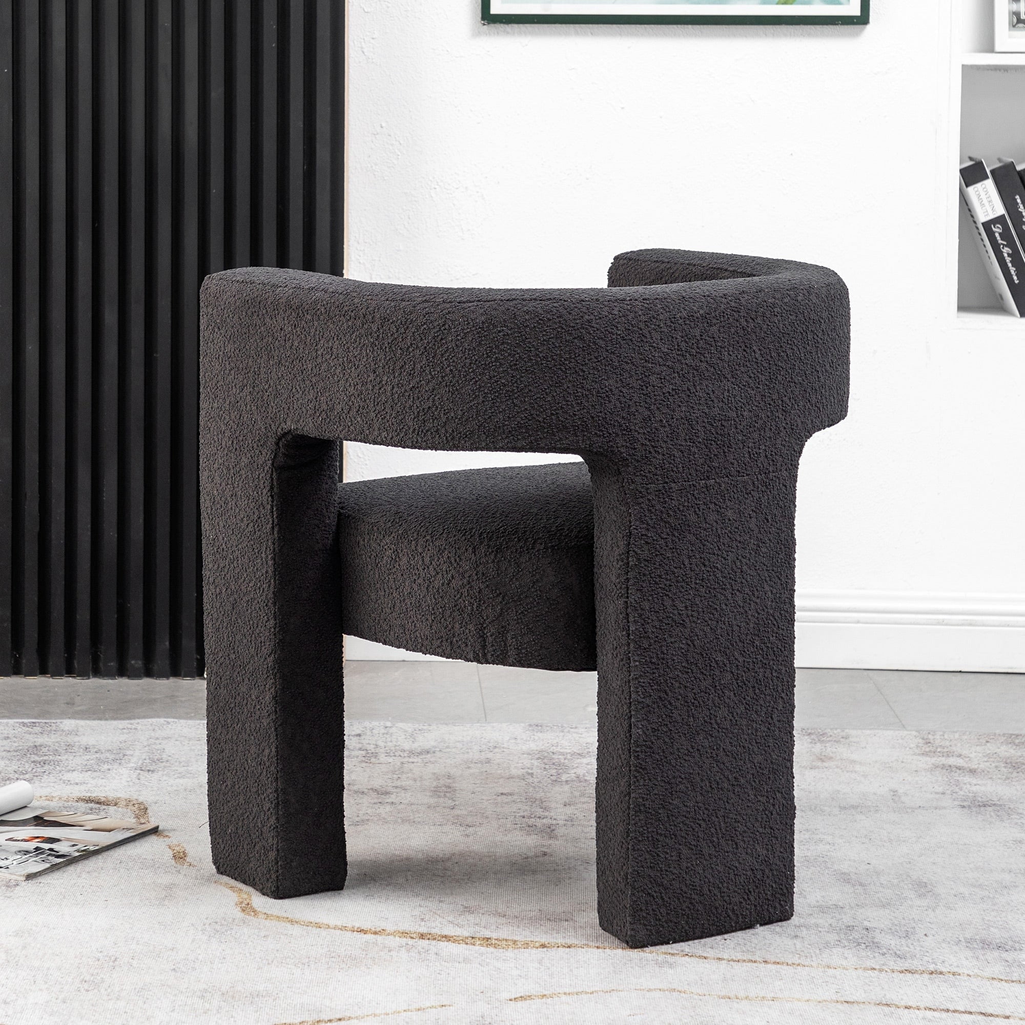 KINWELL 28" Wide Boucle Upholstered Square Armchair Jet Black - Walmart.com