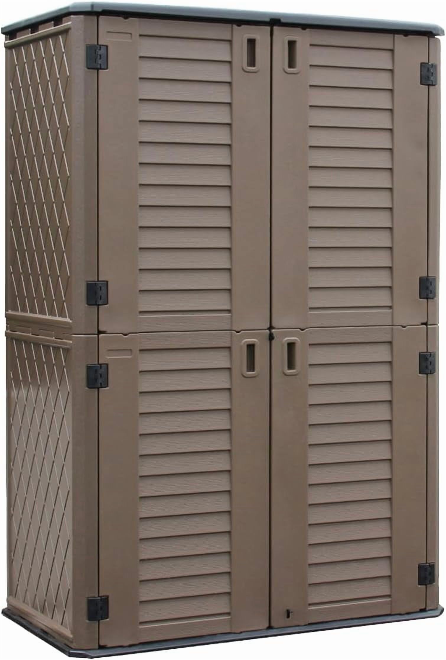KINYING Outdoor Storage Shed Waterproof, Resin Vertical Outdoor Storage ...