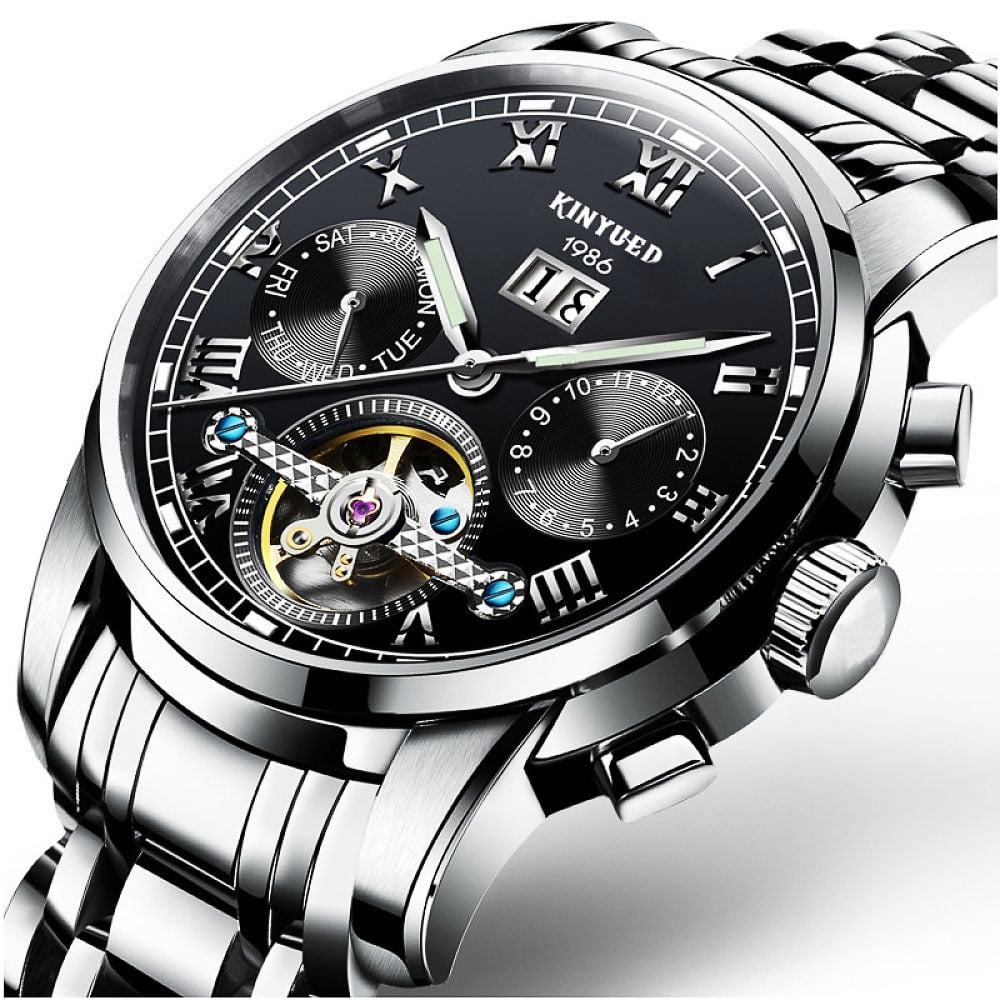KINYUED Luxury Men FashionHollow Mechanical Flywheel Watch Male Casual ...