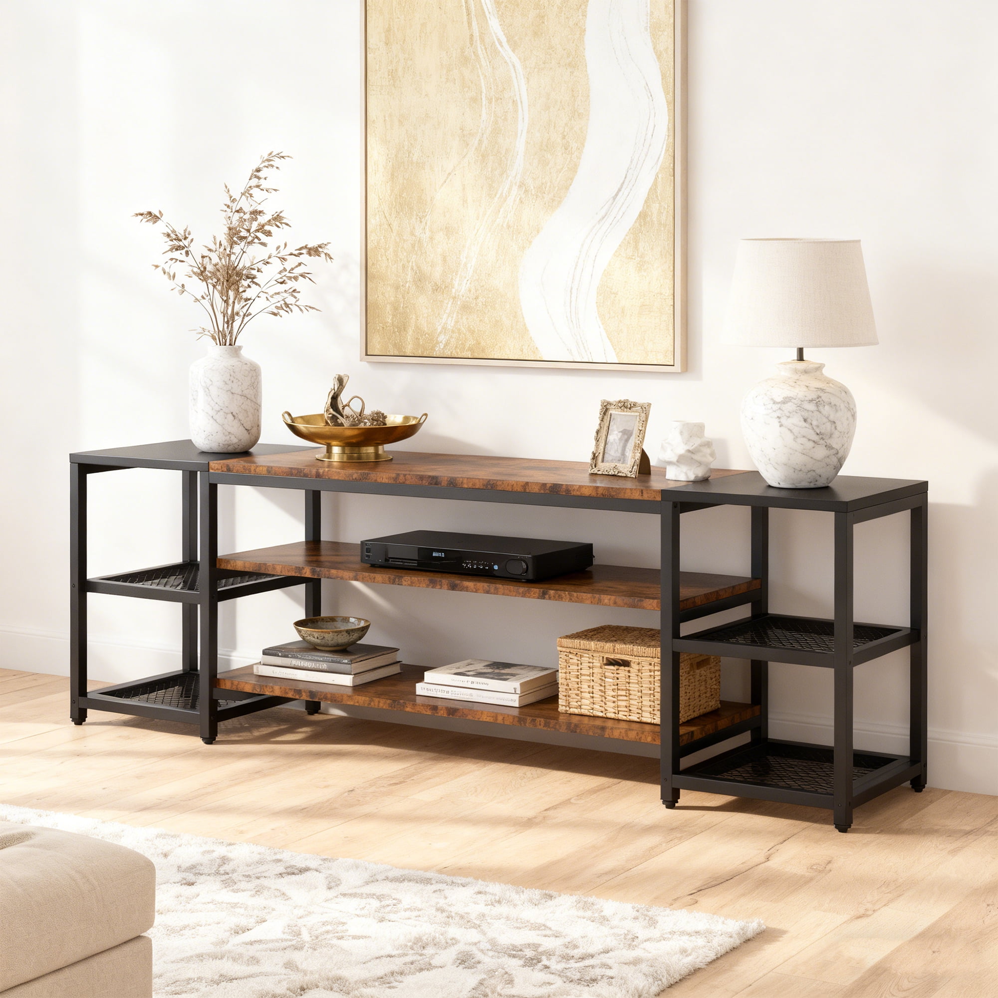 KIOOTTO 78.7" Extra Long TV Stand for 85 Inch TVs, Modern Farmhouse ...