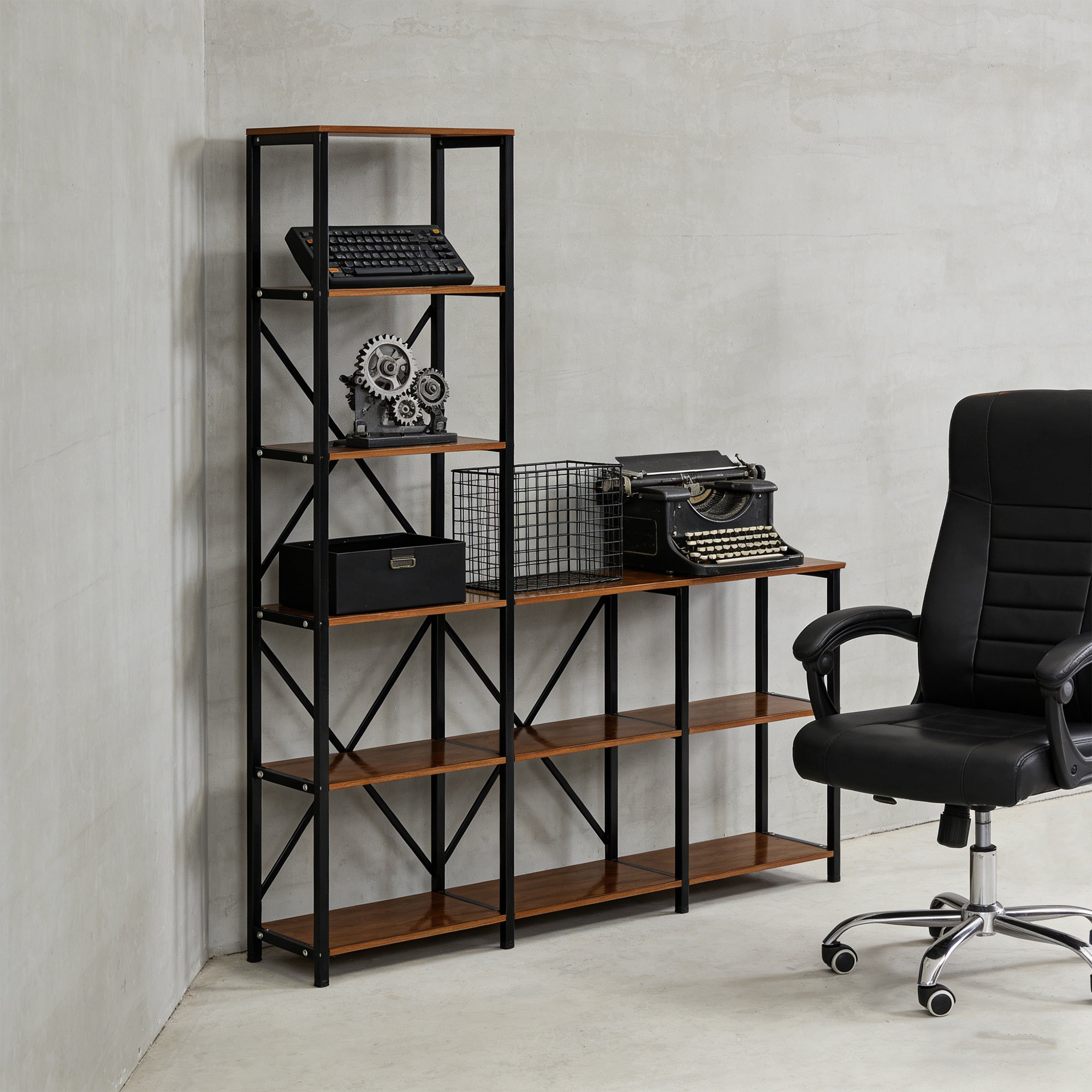 KIOOTTO Ladder Corner Etagere, 71" Tall 6-Tier Rustic Shelf for ...
