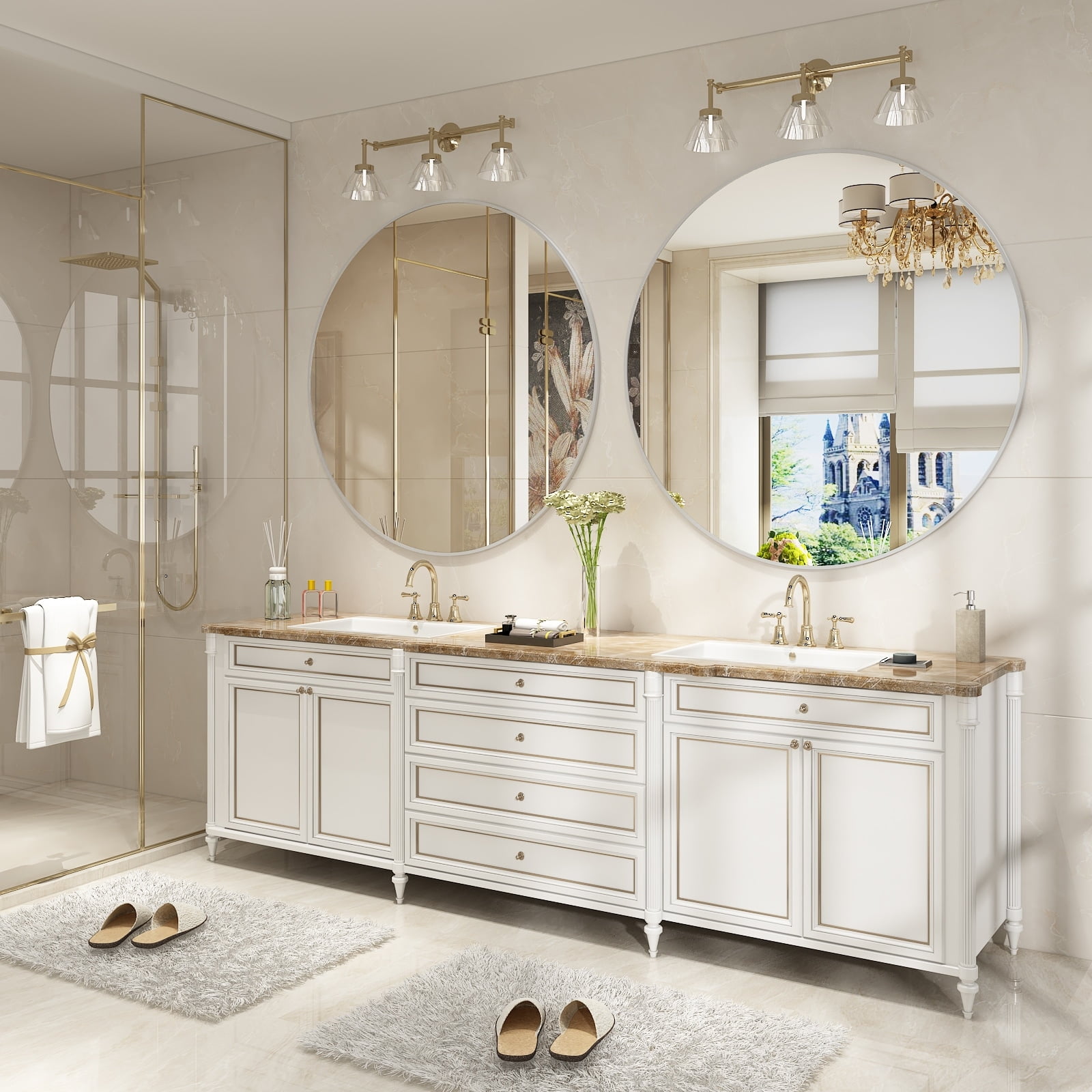 KIOTEE Full Length Round Aluminum Alloy Framed French Cleat Mounted ...