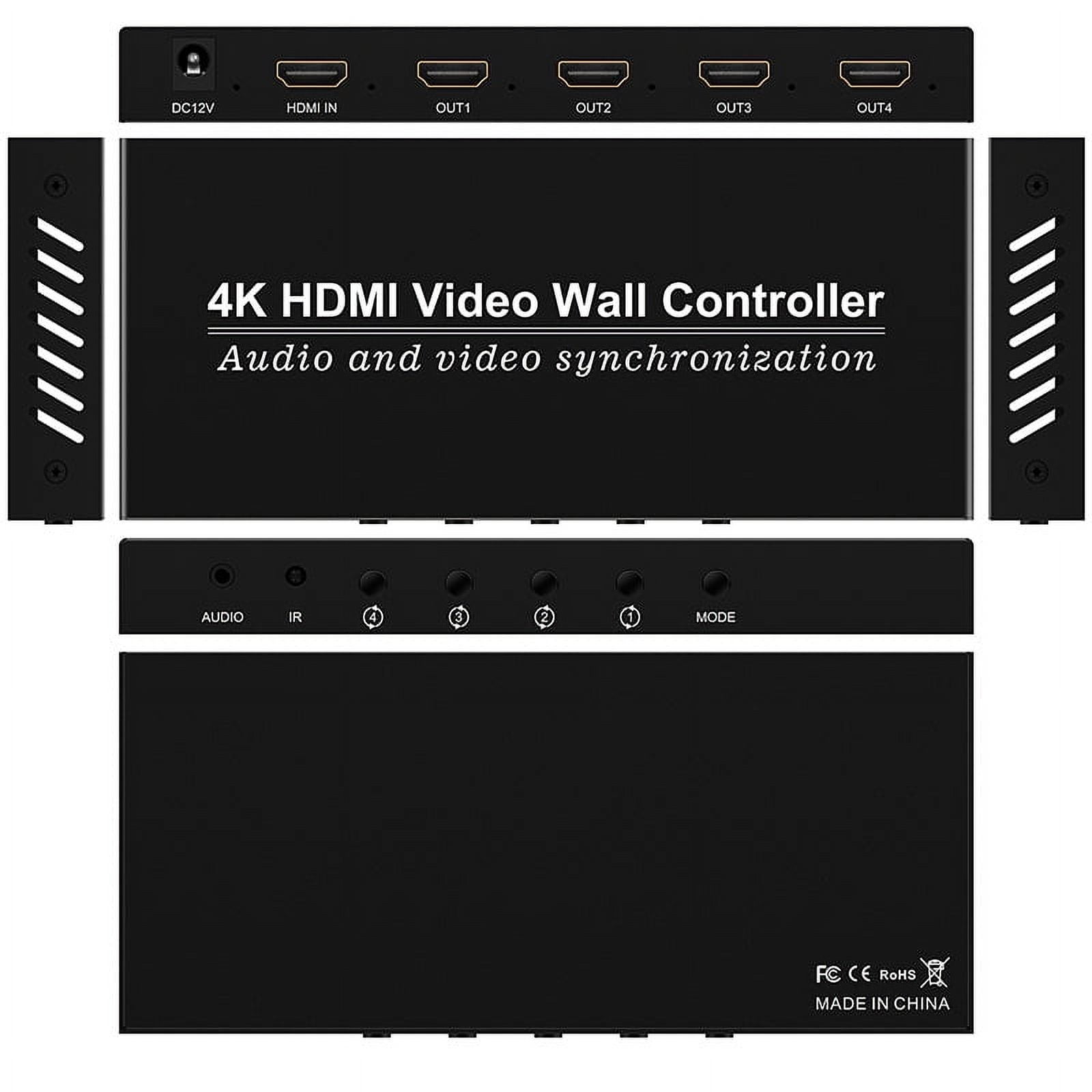 KIPLINK 4K Video Wall Controller - 1x4 HDMI Splitter, 180° Rotation ...