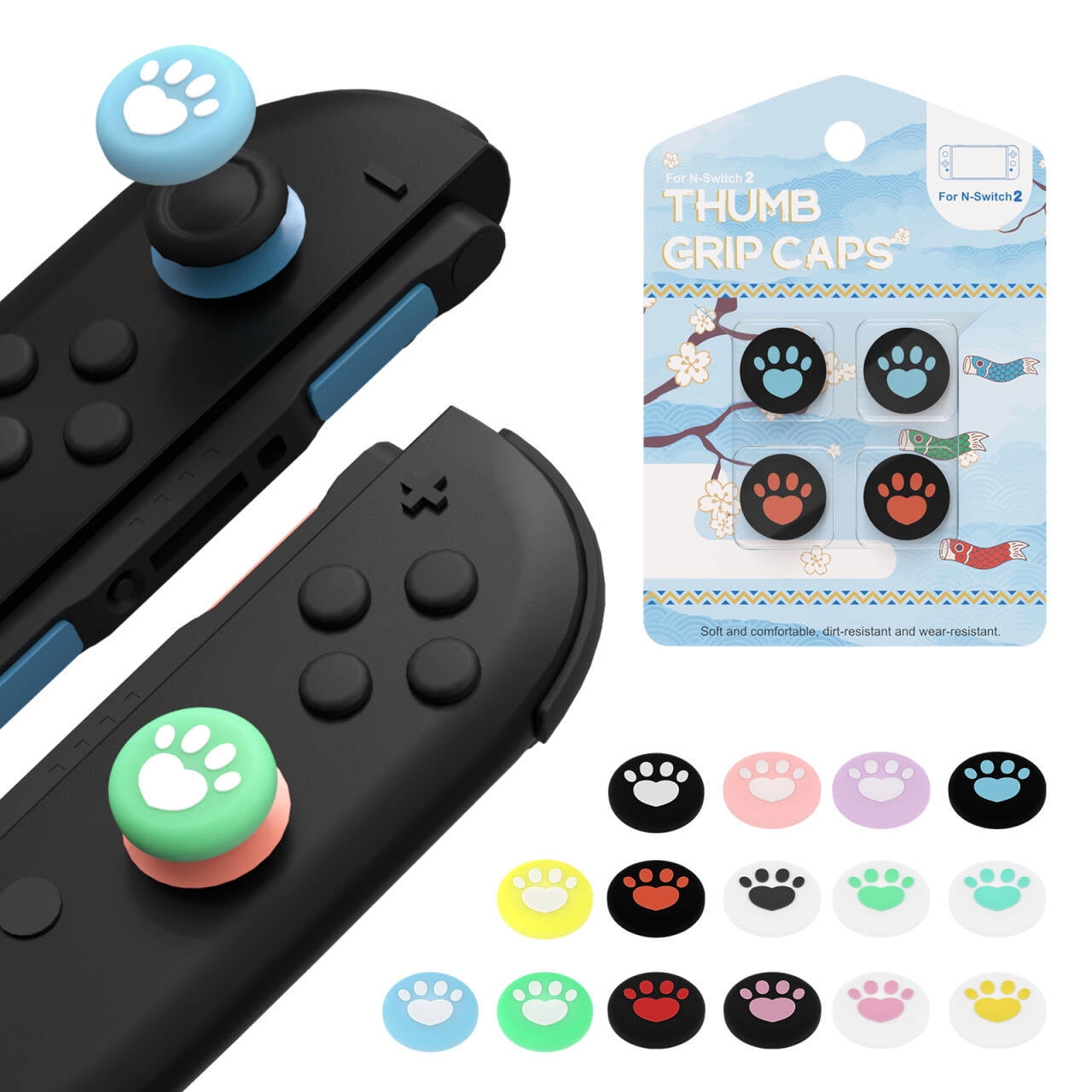 KIPLINK Silicone Thumb Grip Caps for Nintendo Switch 2 Joy-Cons - 4 ...