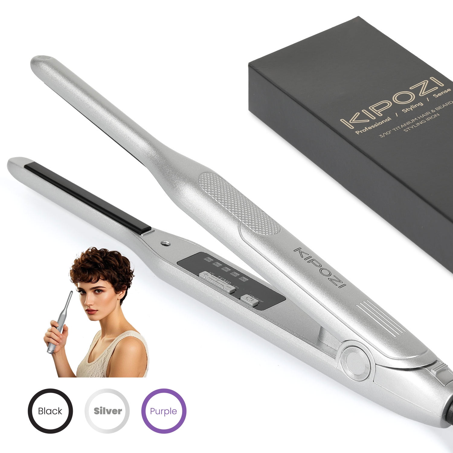 KIPOZI 0.3" Titanium 2 in 1 Mini Flat Iron Straightener and Curler ...
