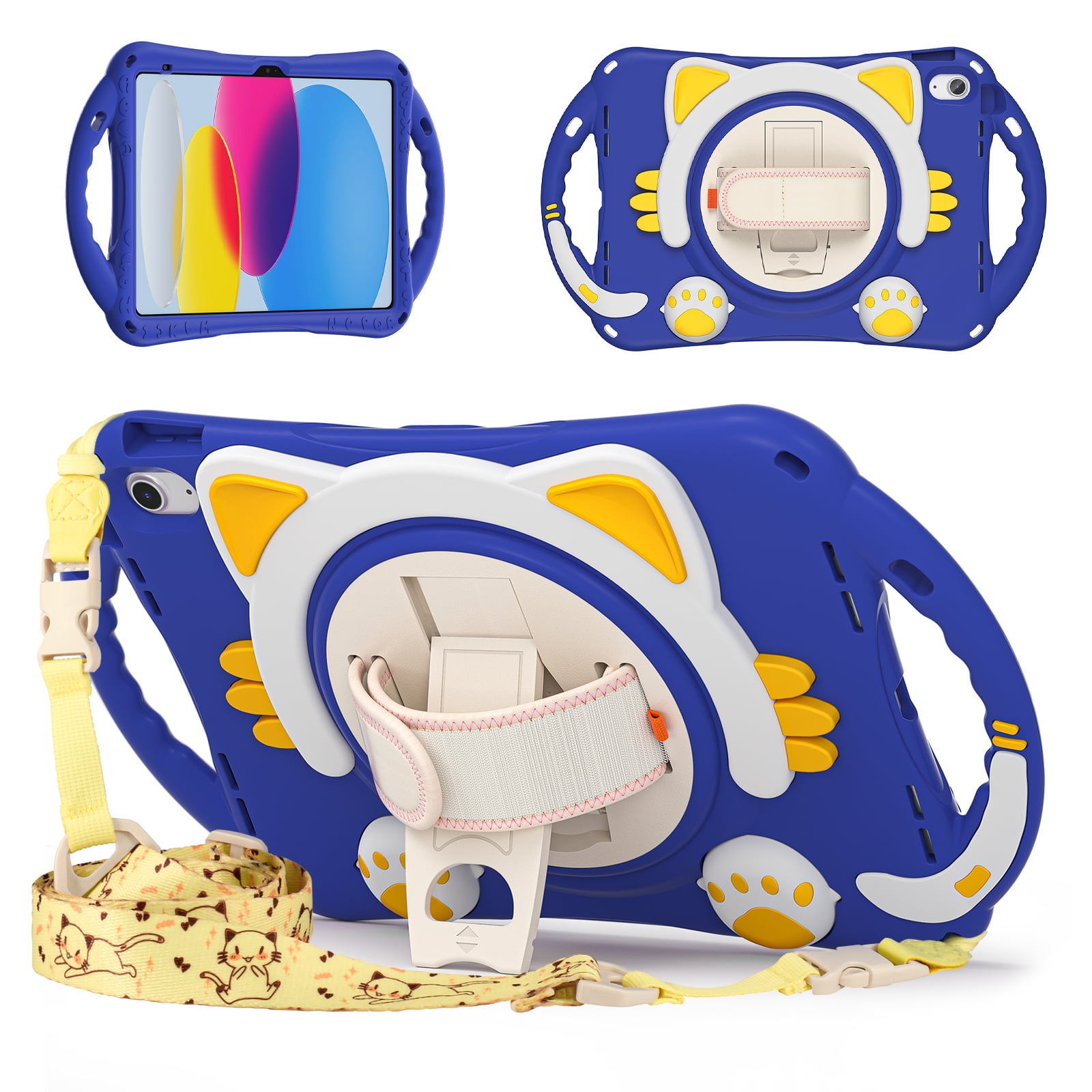 KIQ New iPad 10.9 10th Generation Case for Kids, Heavy Duty Rugged Protection Cute Kid-Friendly ...