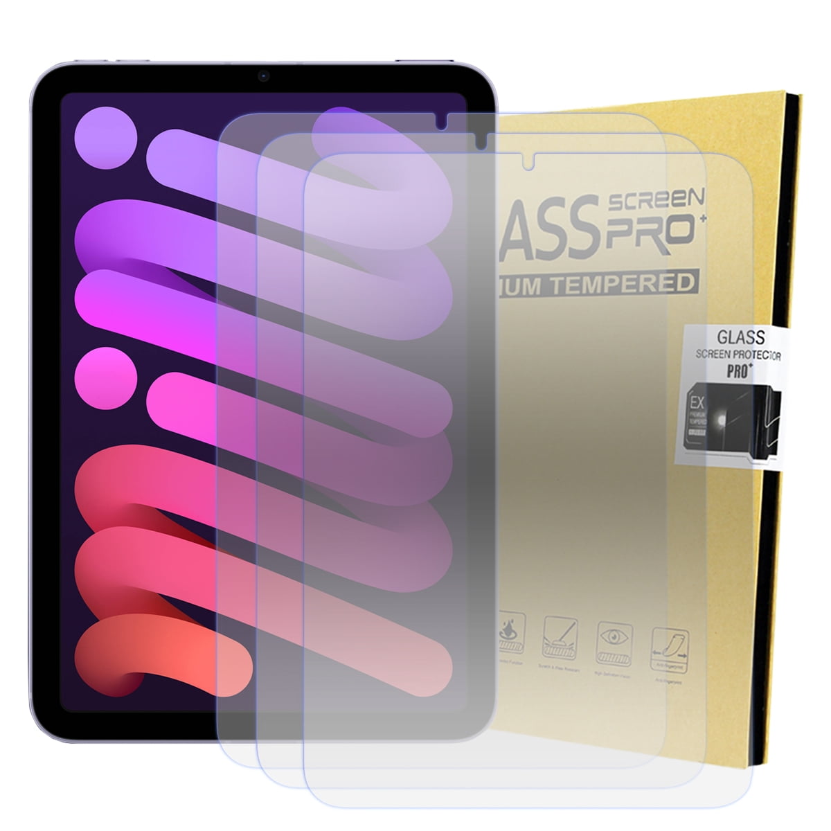 KIQ iPad Mini 6th Gen Screen Protector, Tempered Glass Impact Scratch ...