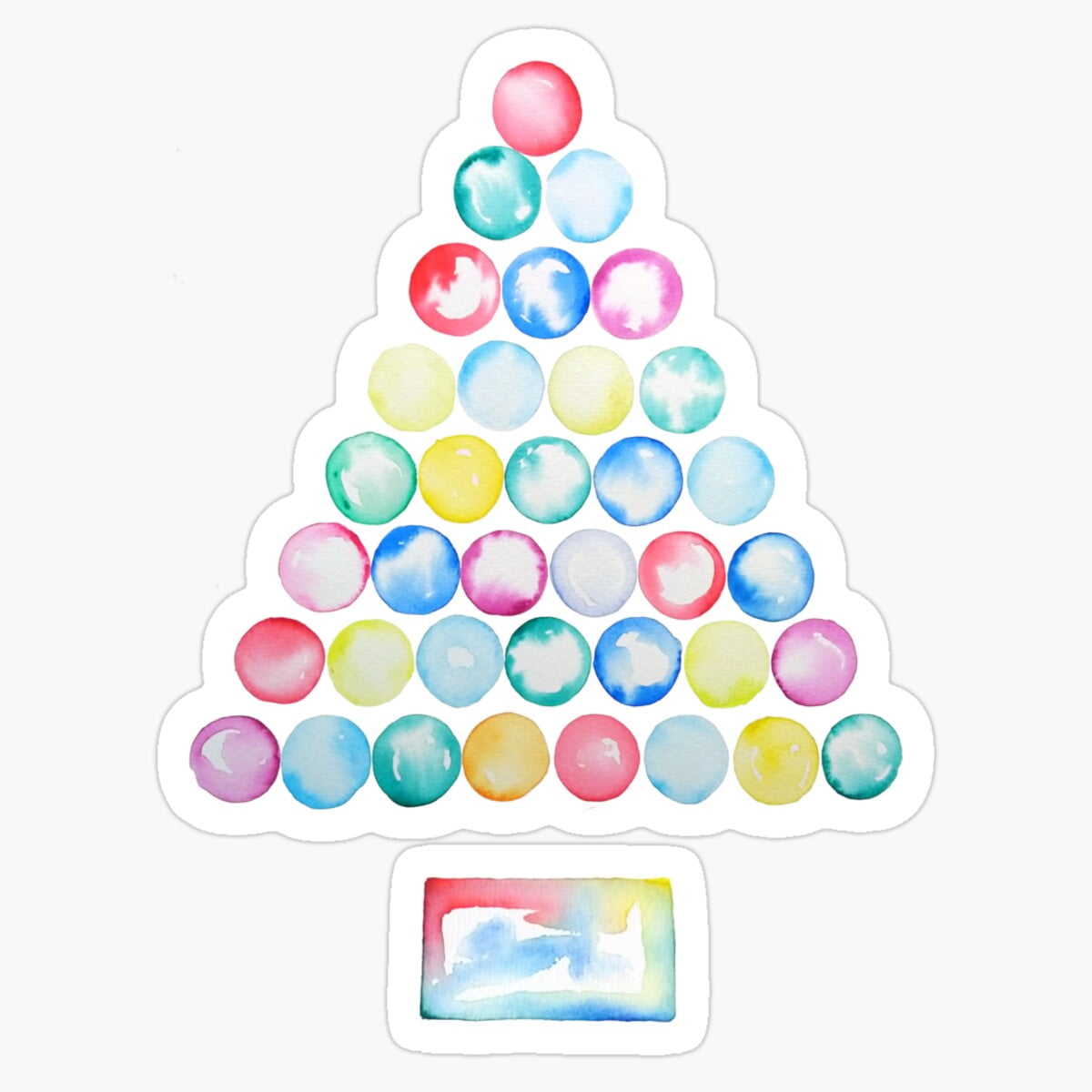KIRA Abstract Christmas Tree Watercolor Sticker Birthday Gifts ...