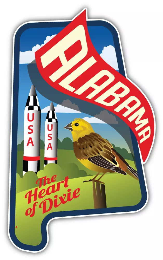 KIRA Alabama USA State Heart Of Dixie Car Bumper Sticker Decal Gift for ...