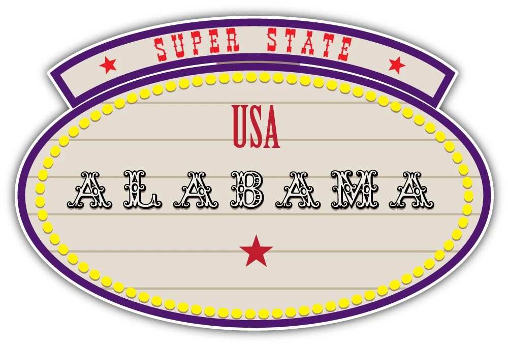 KIRA Alabama USA Super State Retro Badge Car Bumper Sticker Decal Gift ...