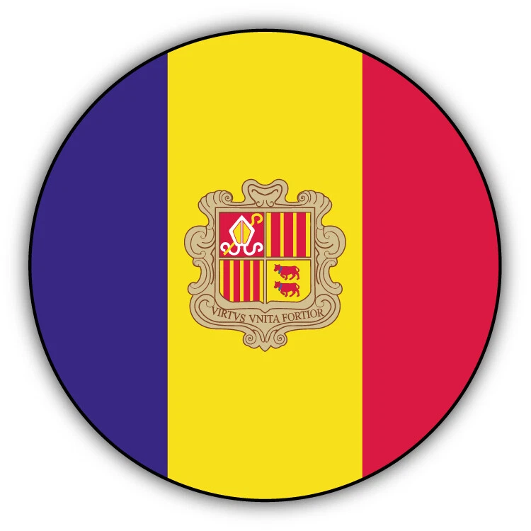 KIRA Andorra Round Flag Car Bumper Sticker Decal Gift for you ...