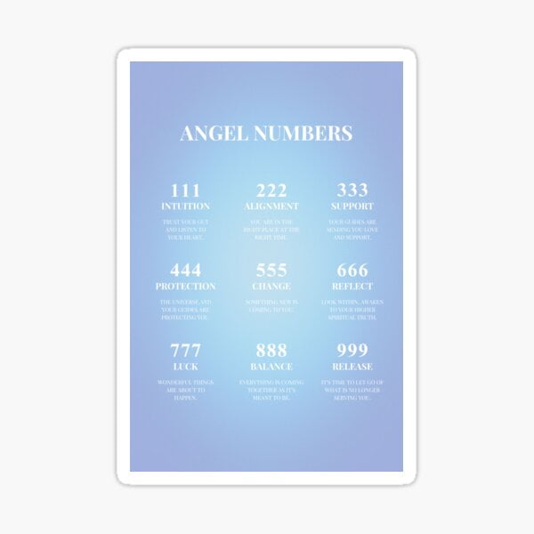 KIRA Angel Numbers Chart Blue Aura Sticker Gift for you - Decorative ...