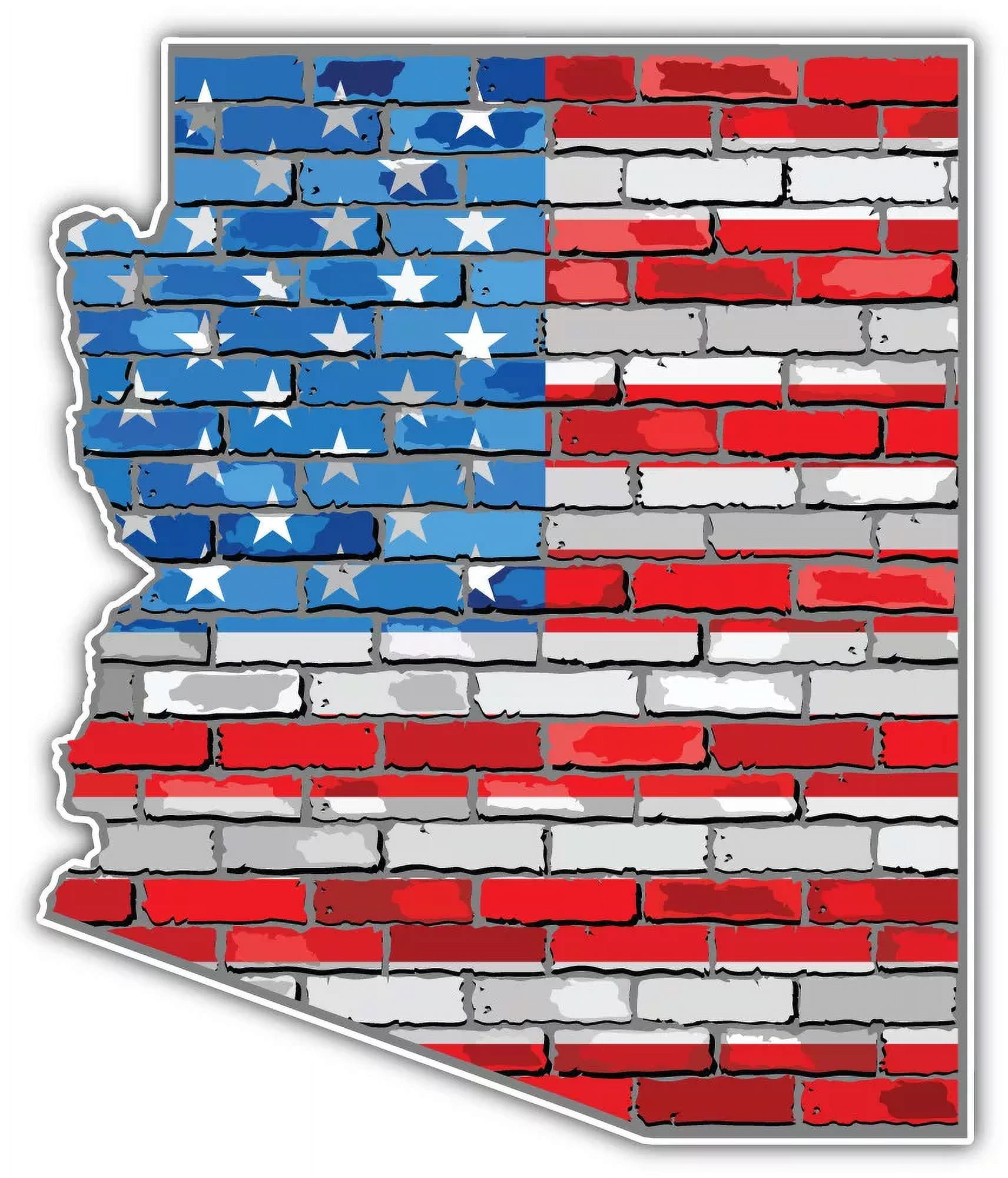 KIRA Arizona USA State Flag Brick Map Car Bumper Sticker Decal Gift for ...