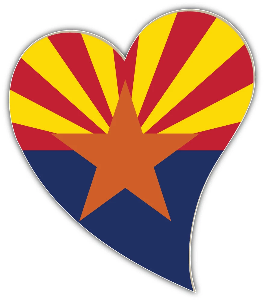 KIRA Arizona USA State Flag Heart Icon Car Bumper Sticker Decal Gift ...