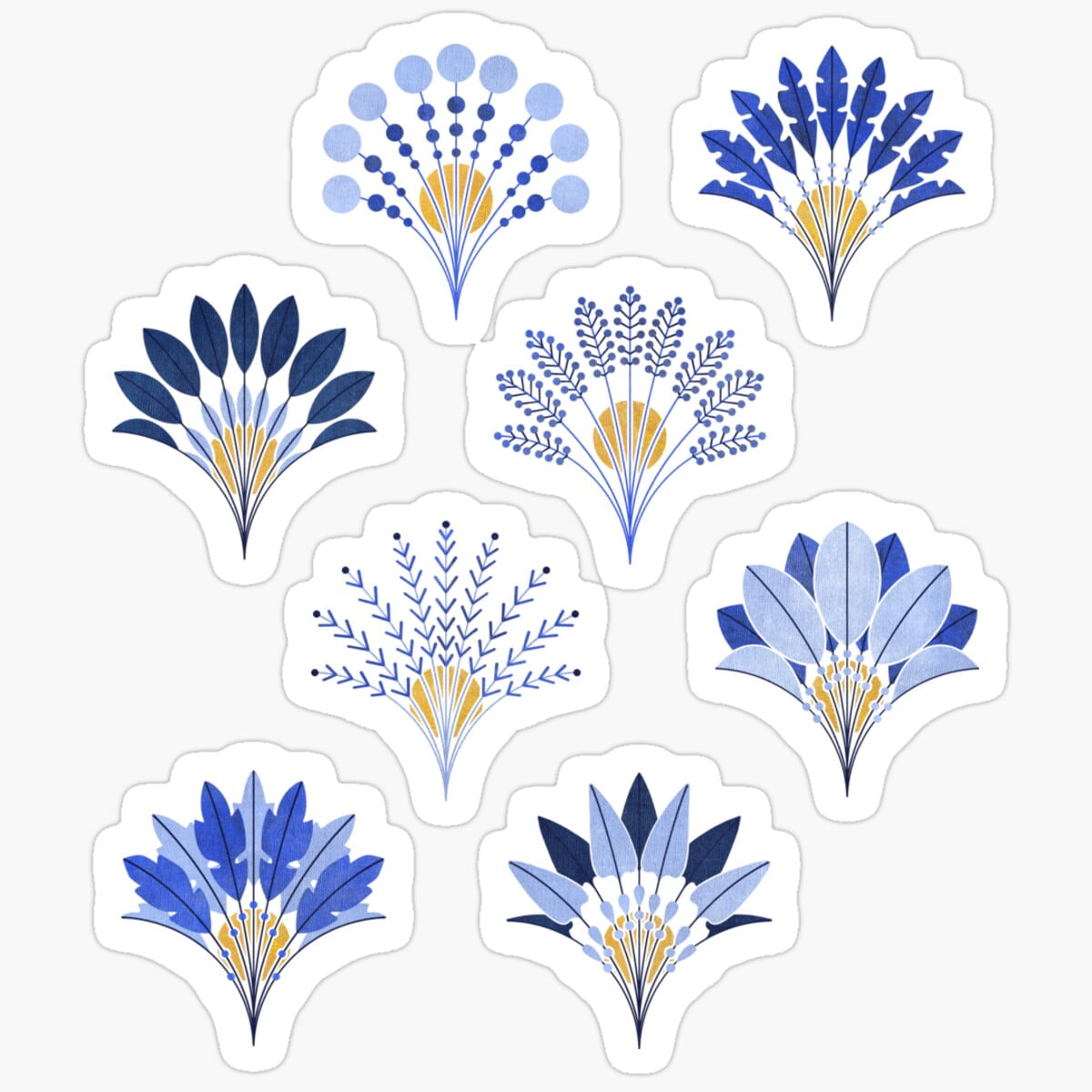 KIRA Art Deco Block Print Palms Glossy Sticker Birthday Gifts ...