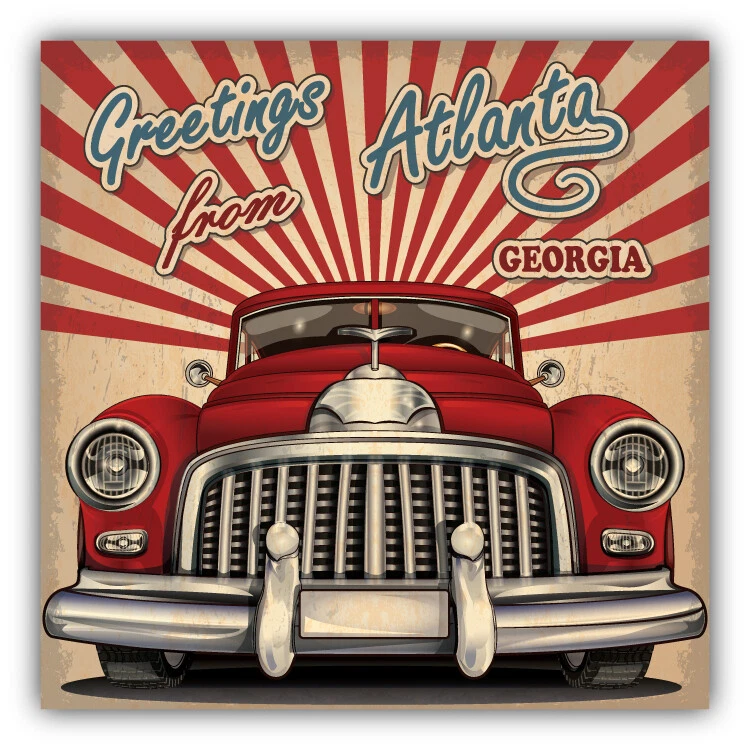 KIRA Atlanta City USA Vintage Greeting Label Car Bumper Sticker Decal ...