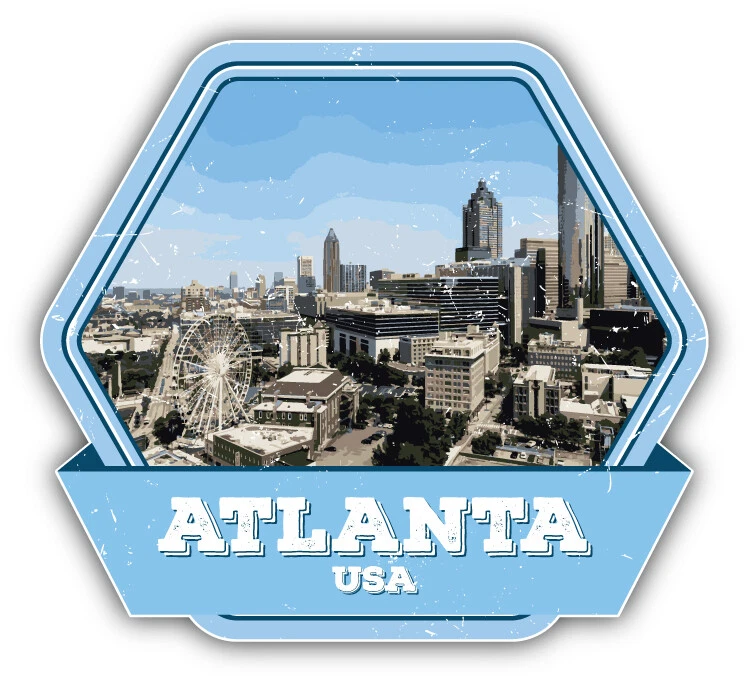KIRA Atlanta City Usa Grunge Vintage Travel Label Car Bumper Sticker ...