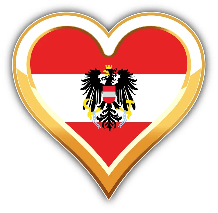 KIRA Austria Flag Heart Car Bumper Sticker Decal Gift for you ...