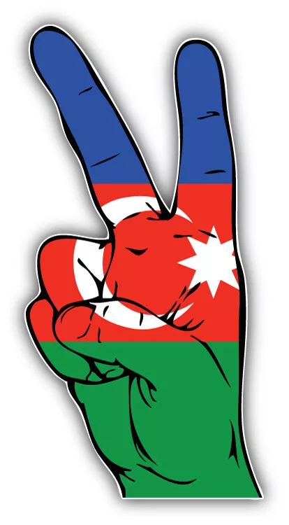 KIRA Azerbaijan World Flag Hand Peace Sign Car Bumper Sticker Decal ...