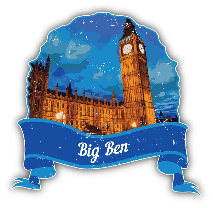 KIRA Big Ben London World Landmark Grunge Travel Car Bumper Sticker ...