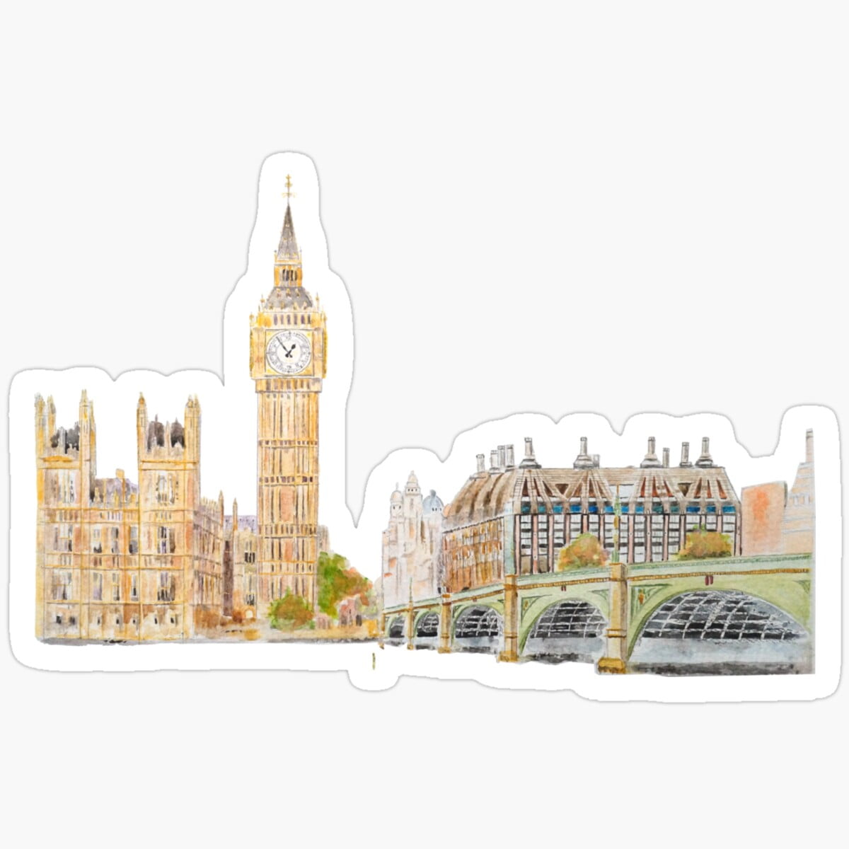 KIRA Big Ben And Westminster Palace Watercolor Sticker Birthday Gifts ...