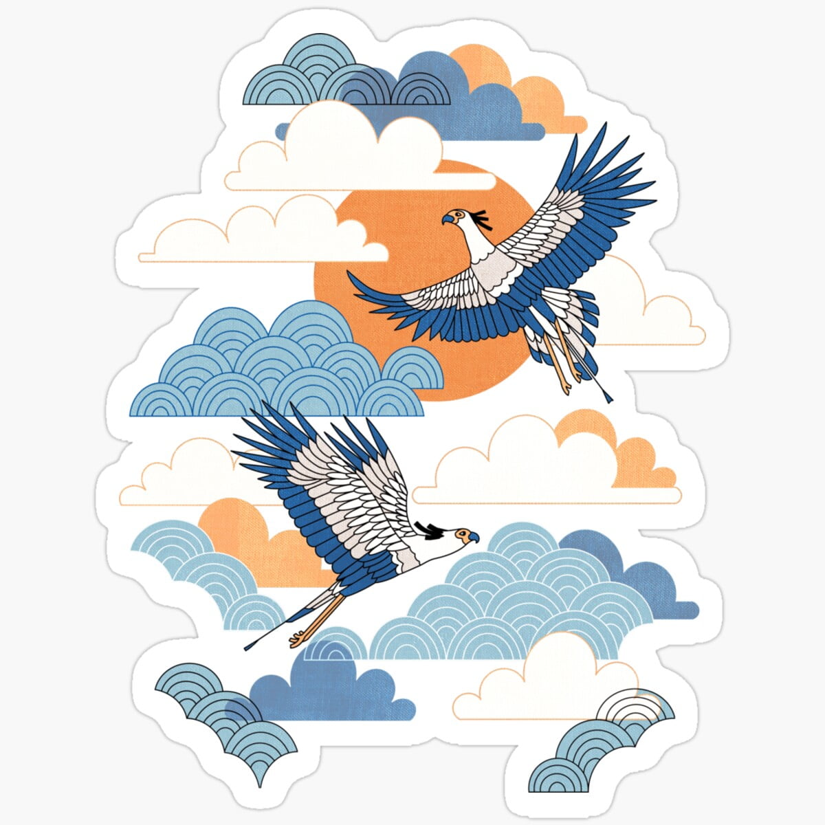 KIRA Bold Oriental Style Secretary Birdsclear Skies Sticker Birthday ...