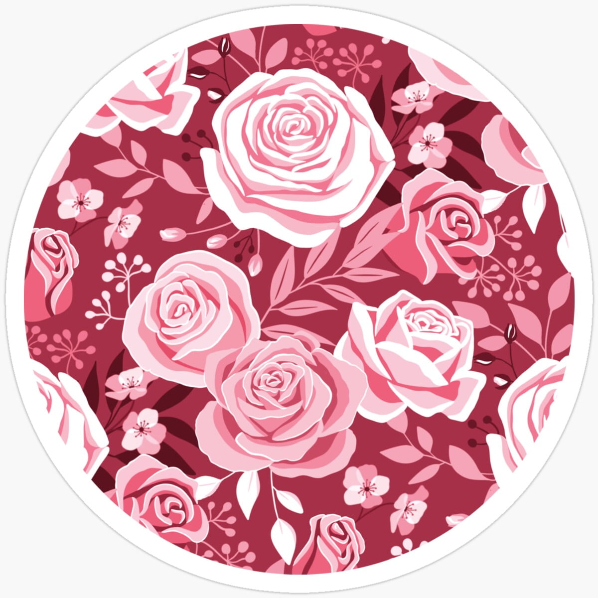 KIRA Bold Pink Roses Sticker Birthday Gifts - Decorative Laptop, Phone ...
